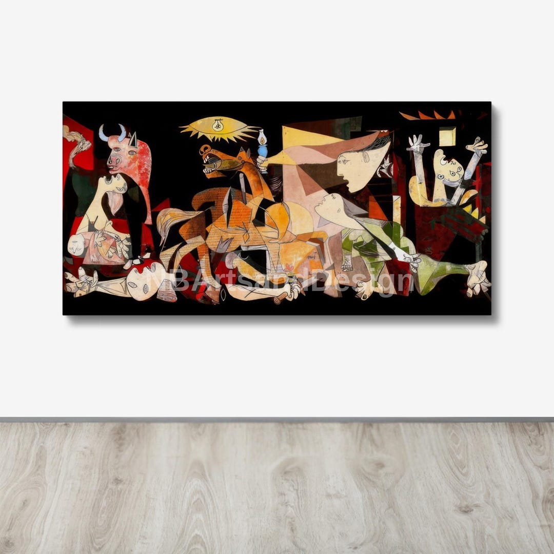 Colored Guernica by Pablo Picasso | Stretched Canvas | 300 PPI High ...