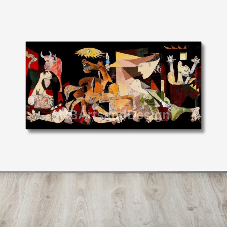 Colored Guernica by Pablo Picasso | Stretched Canvas | 300 PPI High ...