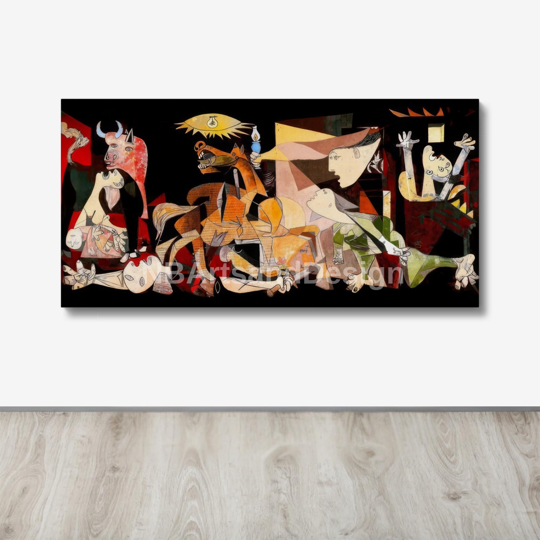 Colored Guernica by Pablo Picasso | Stretched Canvas | 300 PPI High ...