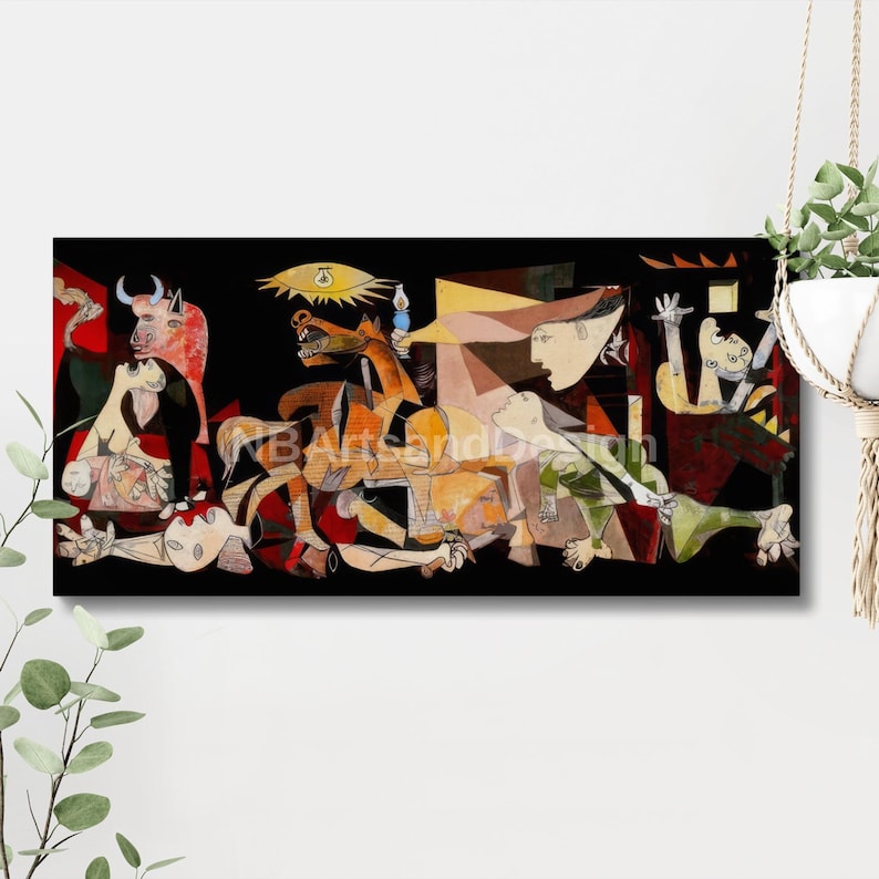 Colored Guernica by Pablo Picasso | Stretched Canvas | 300 PPI High ...
