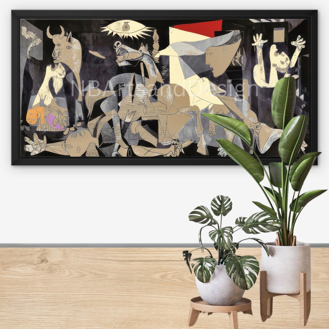 Colored Guernica by Pablo Picasso | Floating Framed Canvas | 300 PPI ...