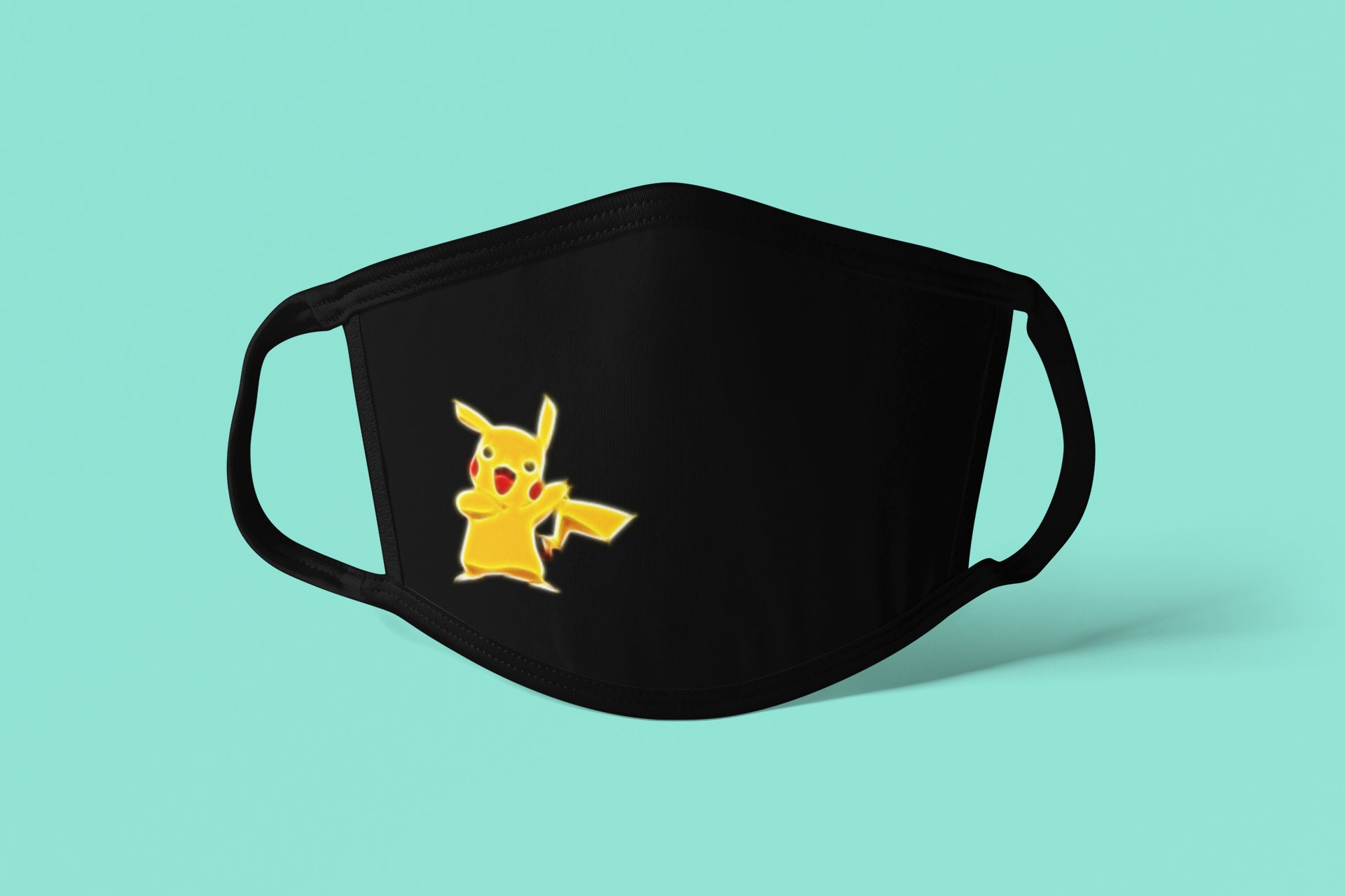 Pikachu Face Mask Black Face Mask Adjustable Washable Gift | Etsy