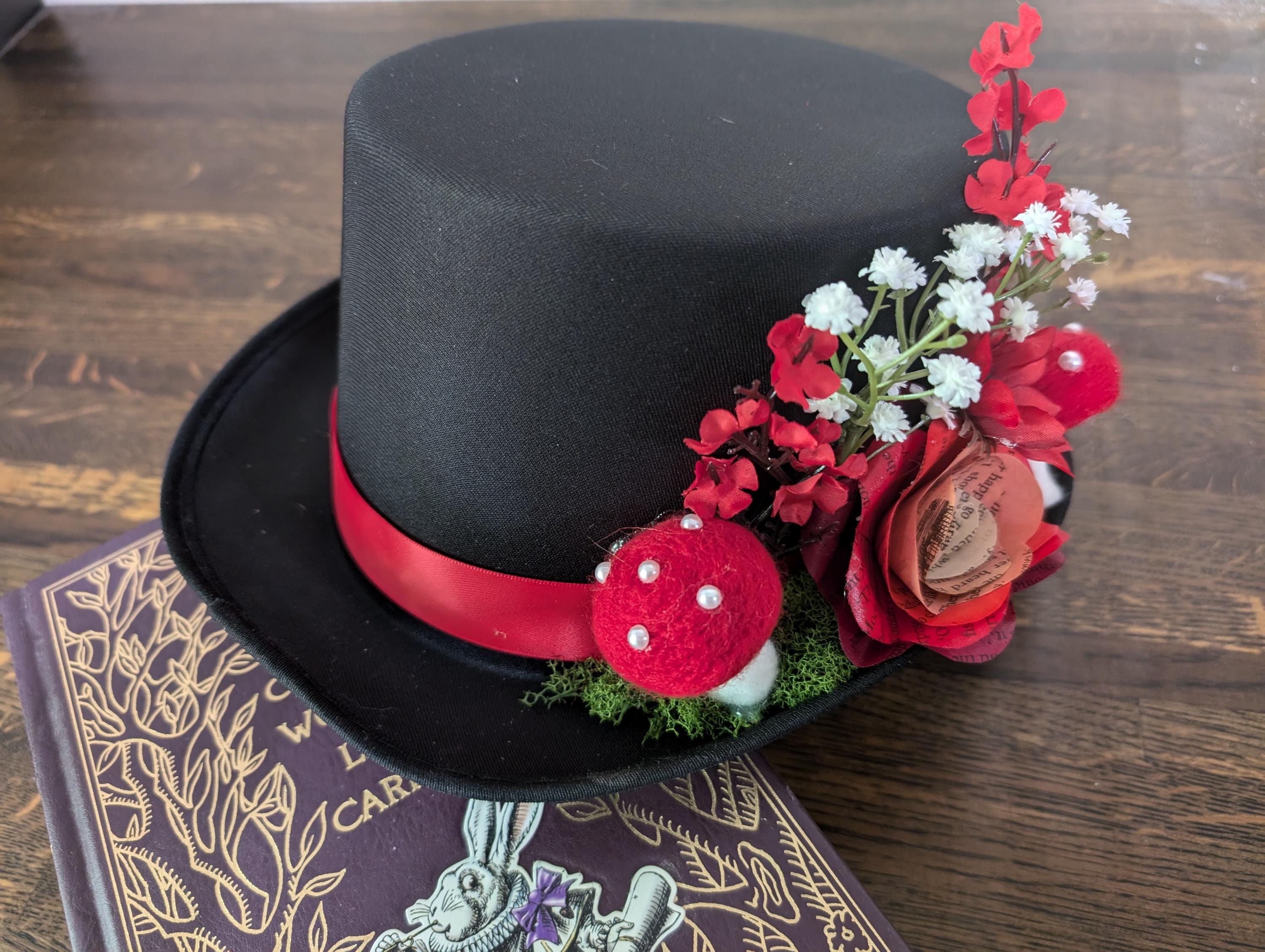 Alice in Wonderland Book Rose Top Hat | Costume, Wedding, Party - Etsy
