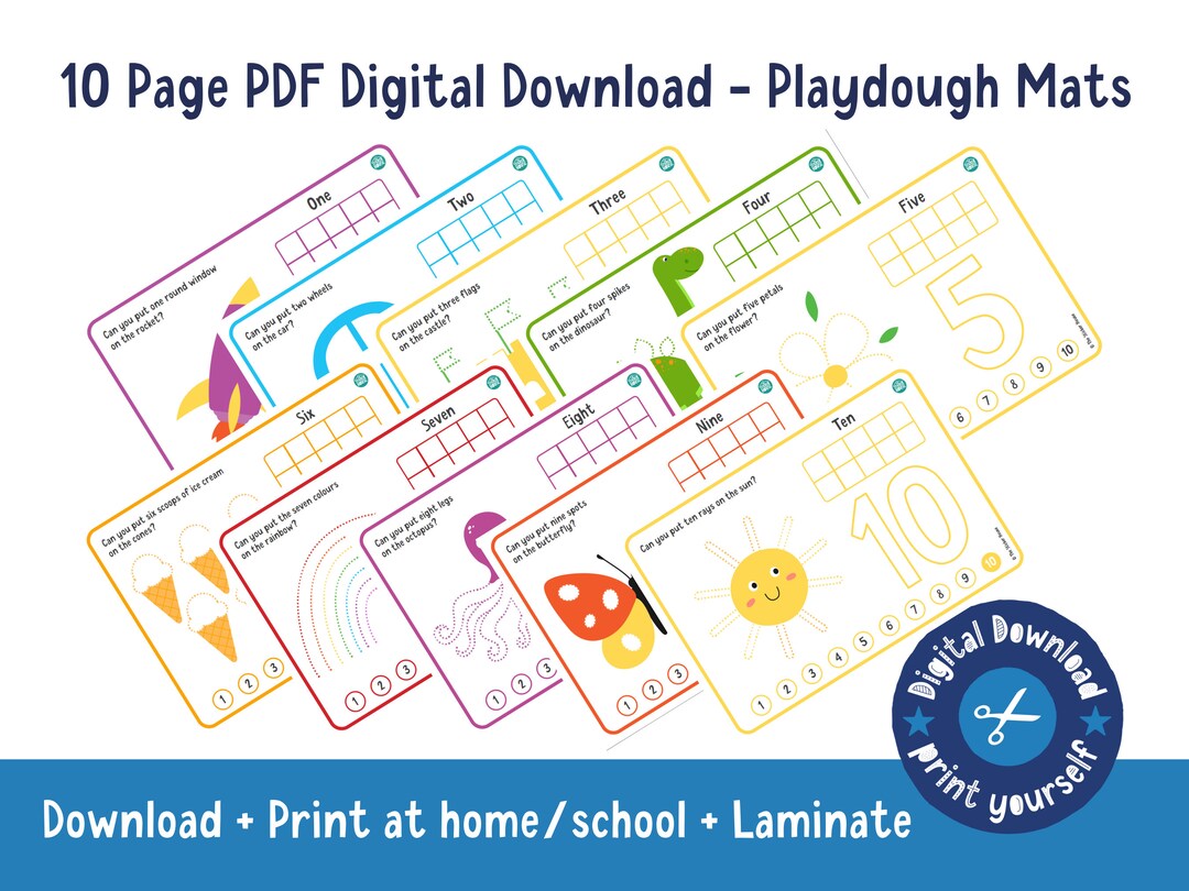 Numbers Playdough Mats DIGITAL DOWNLOAD, Instant Download, Playdough ...