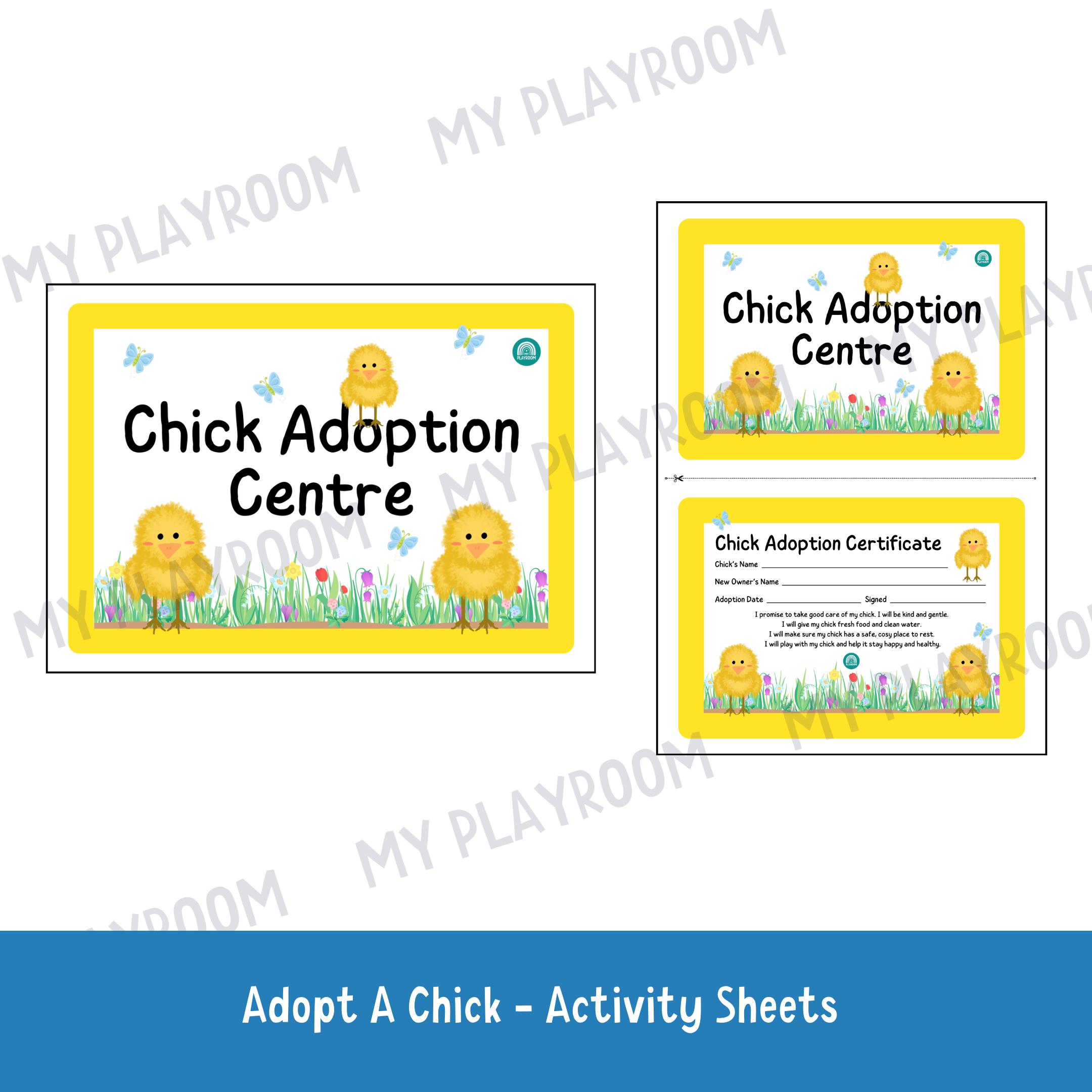 Adopt A Chick DIGITAL DOWNLOAD, Easter Pretend Play, Preschool ...