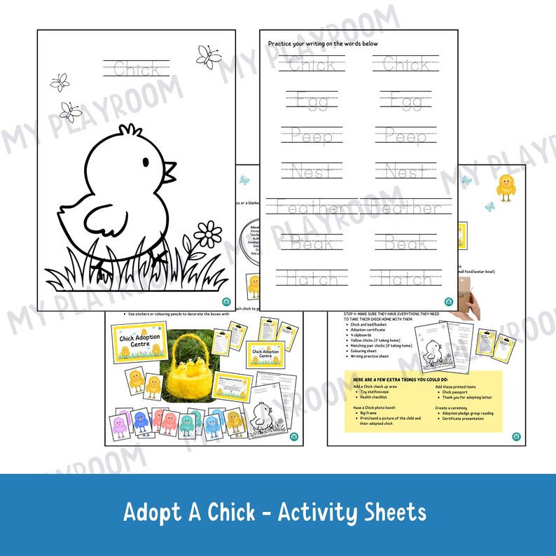 Adopt A Chick DIGITAL DOWNLOAD, Easter Pretend Play, Preschool ...
