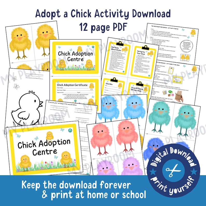 Adopt A Chick DIGITAL DOWNLOAD, Easter Pretend Play, Preschool ...