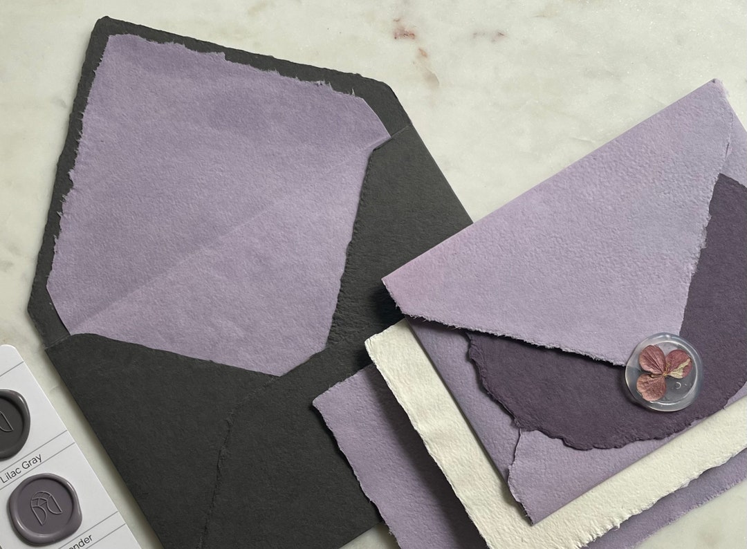 Lavender Handmade Envelopes A7 Deckle Edge Dusty Rose Abaca & Cotton ...