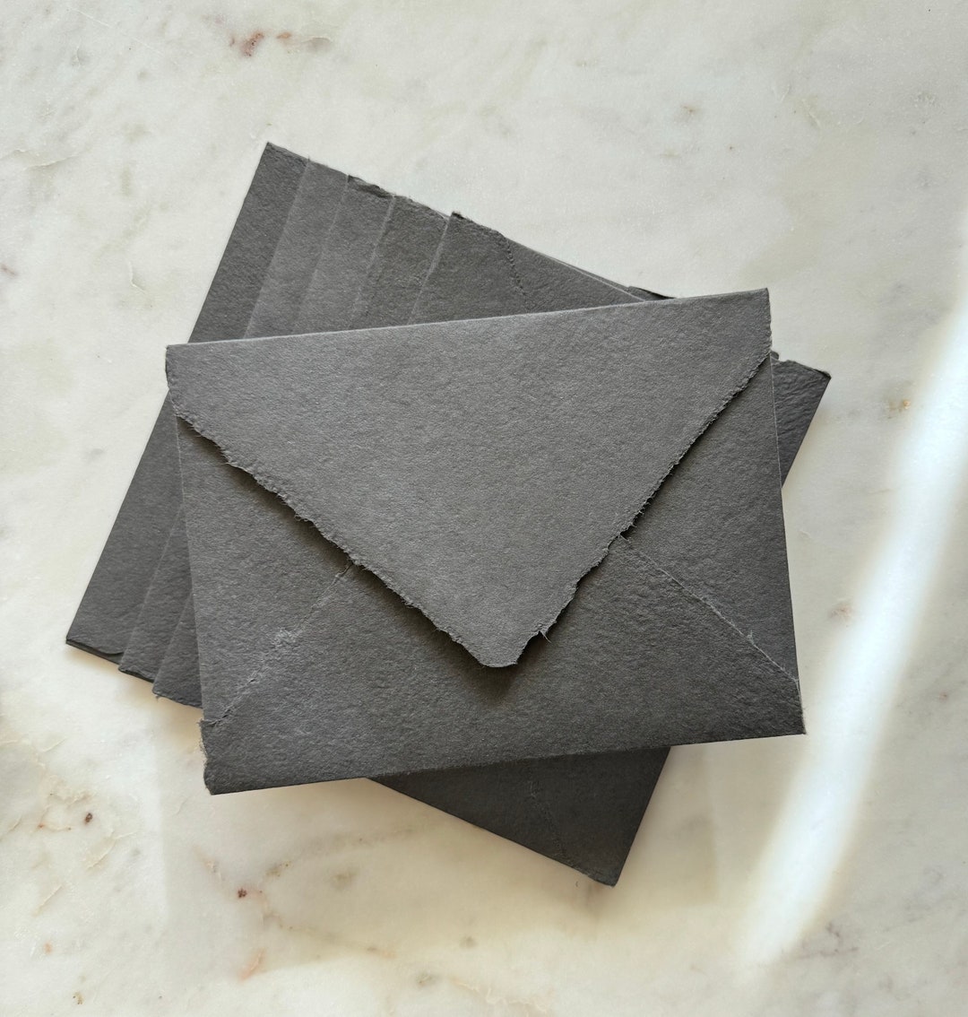 Handmade Envelopes A7 Deckle Edge Slate Grey Abaca & Cotton Handmade ...