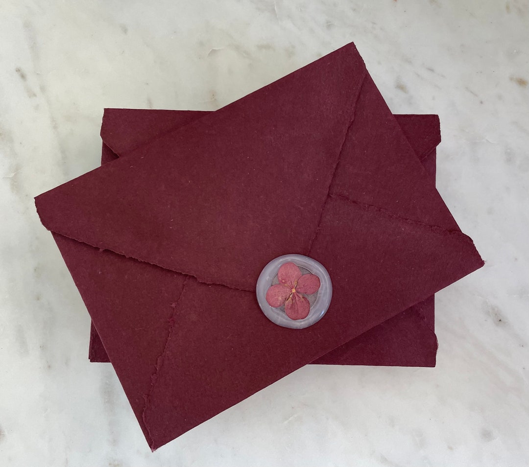 Deep Red Handmade Envelopes | A7 Deckle Edge | Abaca & Cotton Handmade ...