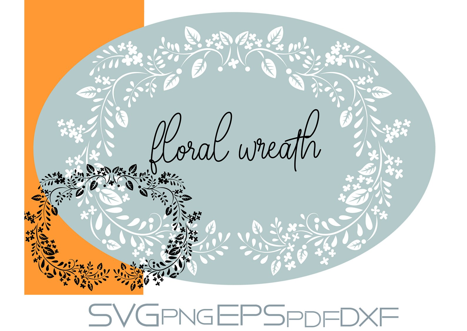 Couronne svg Couronne florale avec fond bleu svg png | Etsy