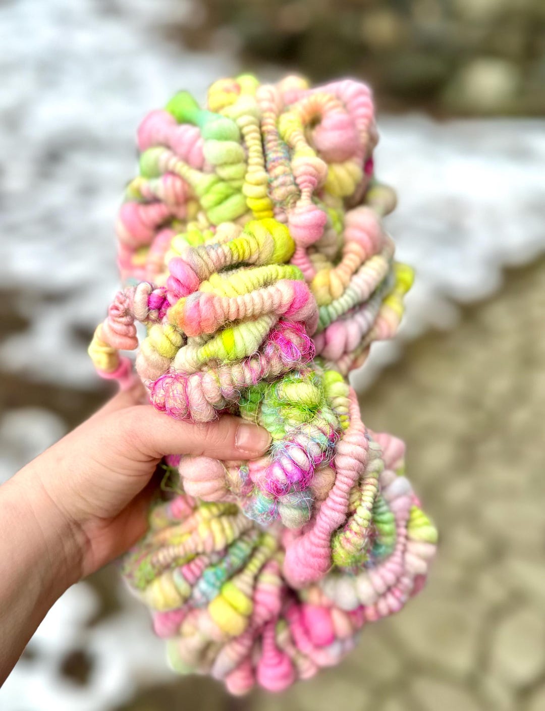 3 Yards Art Yarn | Handspun Yarn | Coiled Yarn | Bobble Yarn | Spiral ...