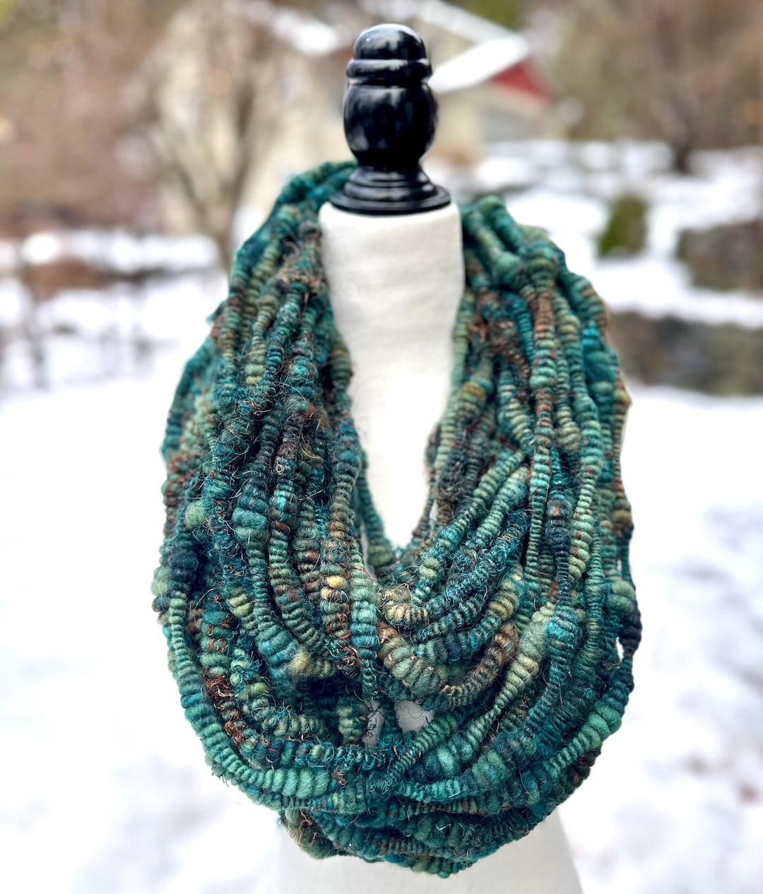 3 Yards Spruce and Brown Art Yarn | Handspun Yarn | Coiled Yarn ...