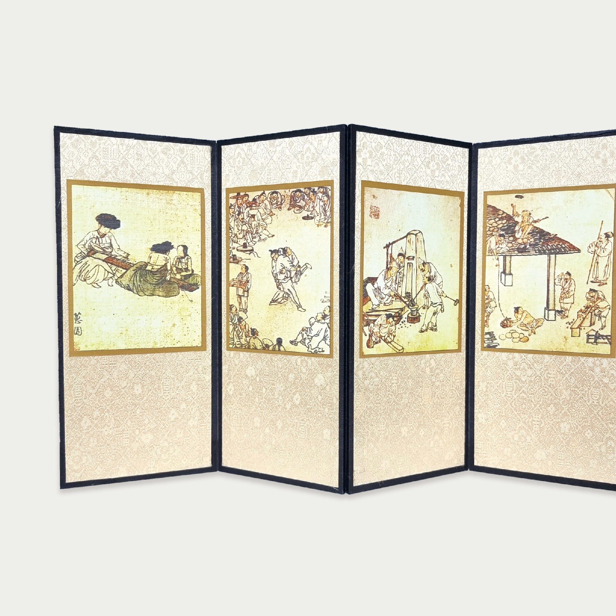 Korean Folk Art Screen, Decorative Divider, Foldable Korean Famous ...