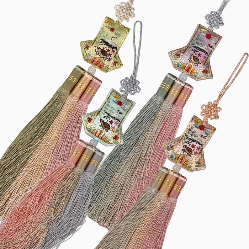 Pastel Turtle&crane Norigae Korean Tassel Charm, Korean Good Luck ...