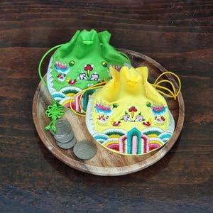 5PCS Set of Korean Embroidered Good Luck Pouches, Bokjumeoni Hanbok ...