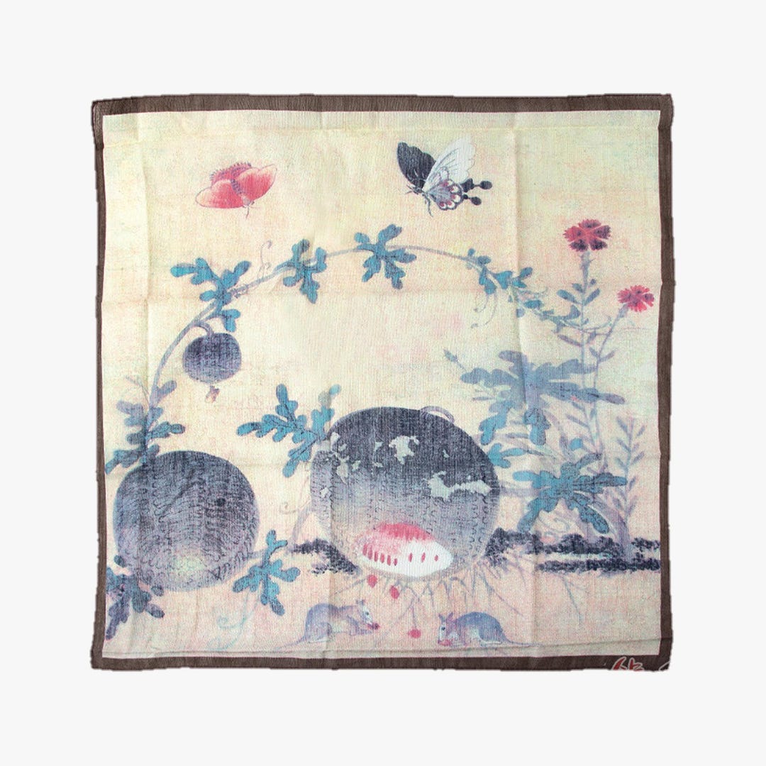 Shin Saimdang Korean Art Handkerchief, Watermelon Field Mouse ...