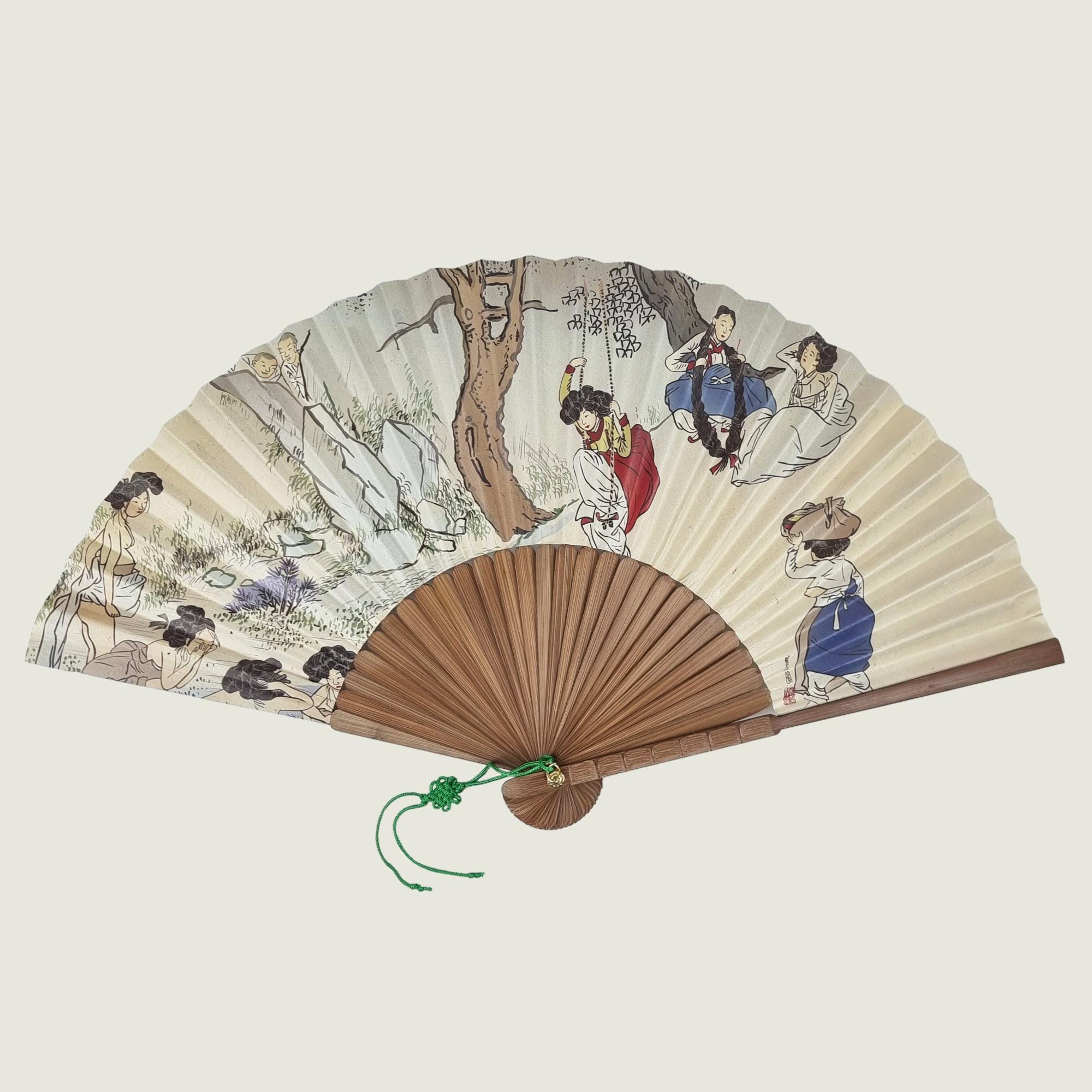 Dano Day Korean Art Hand Fan, Traditional Folk Painting Shin Yun-bok ...