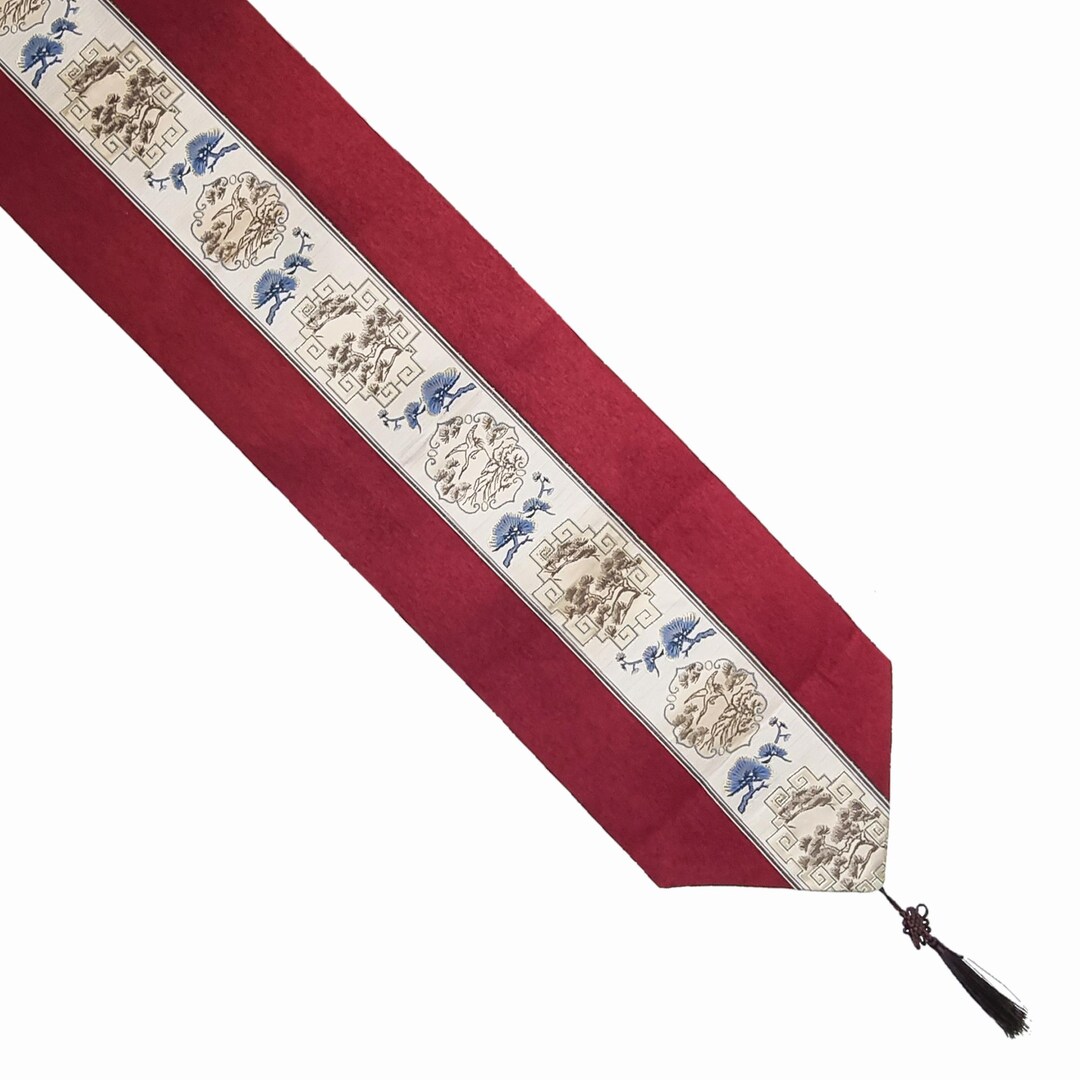 Crane and Pine Embroidered Korean Table Runner, Traditional Aesthetics ...