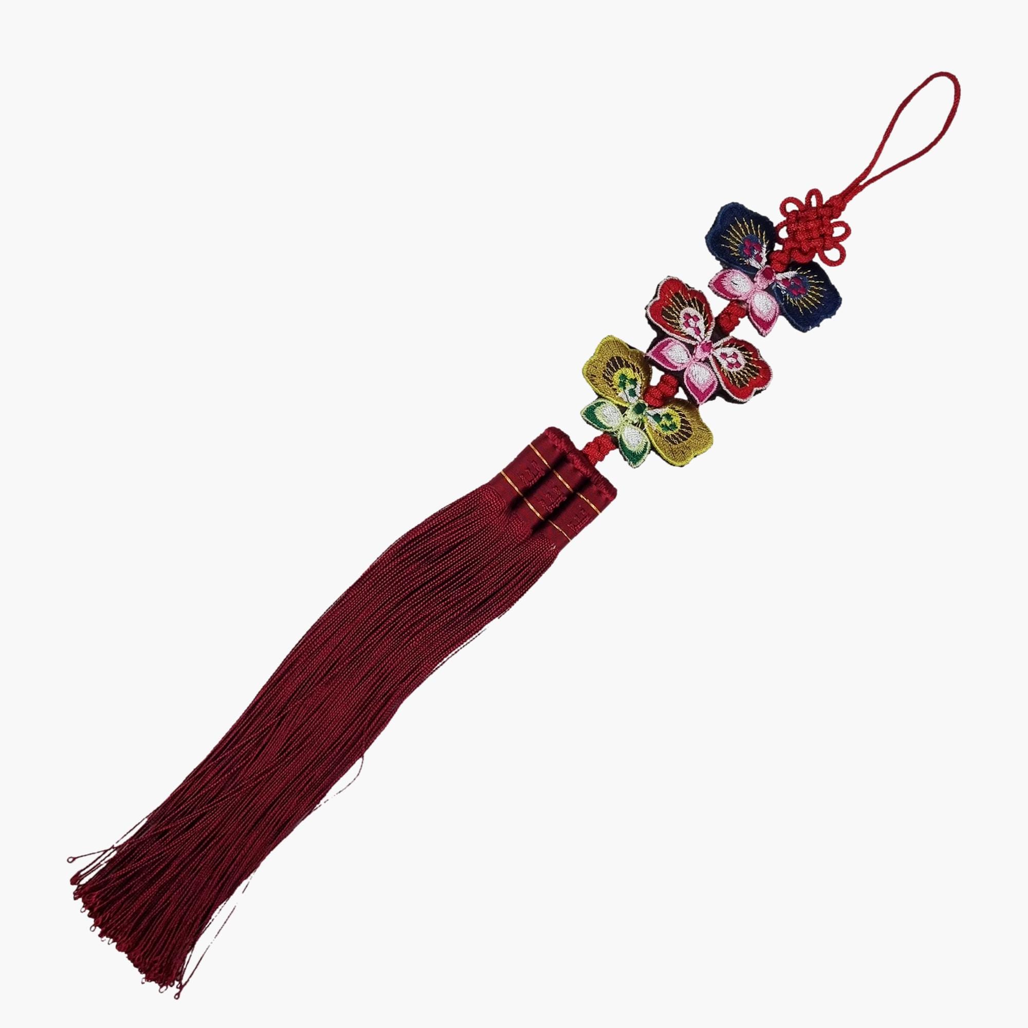 Three-tier Butterfly Norigae Korean Tassel Charm, Long Hanbok Knot ...