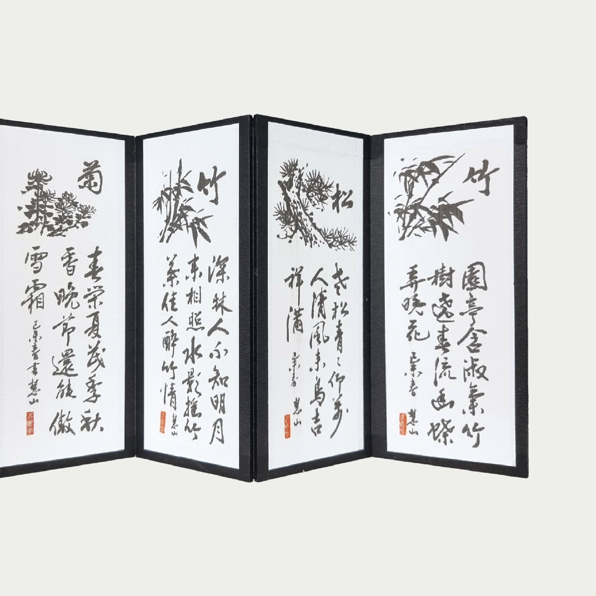 Korean Folk Art Screen, Decorative Divider, Foldable Korean Famous ...