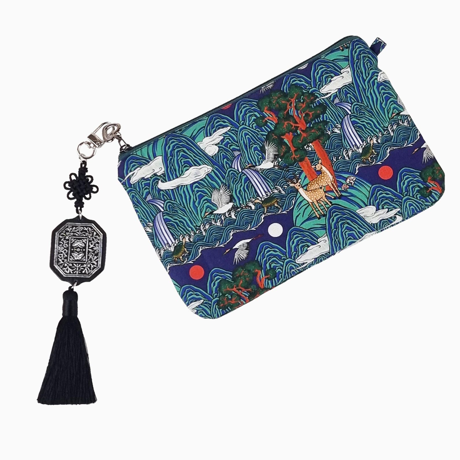 Butterfly Vine Korean Norigae Keyring, Hanji Leather Octagonal Pendant ...