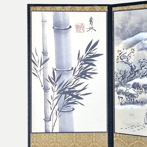 Sagunja Ink Folding Screen, Tabletop Korean Four Gentlemen Noble Plants ...