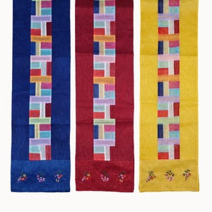 Saekdong Korean Patchwork Quilt Table Runner, Traditional Color Block ...