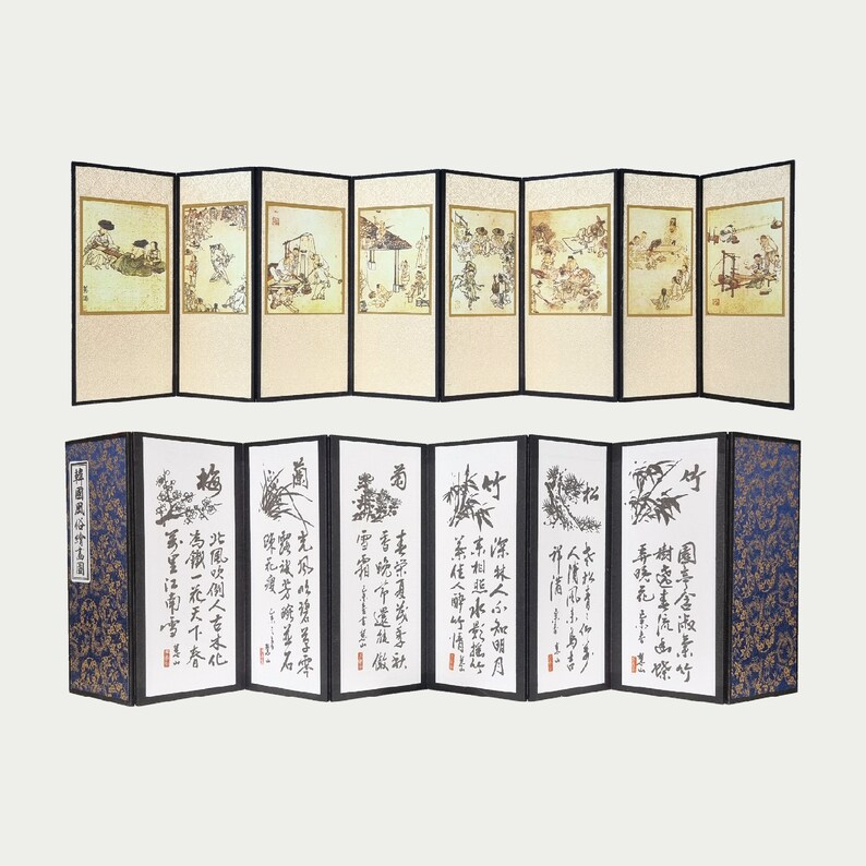 Korean Folk Art Screen, Decorative Divider, Foldable Korean Famous ...