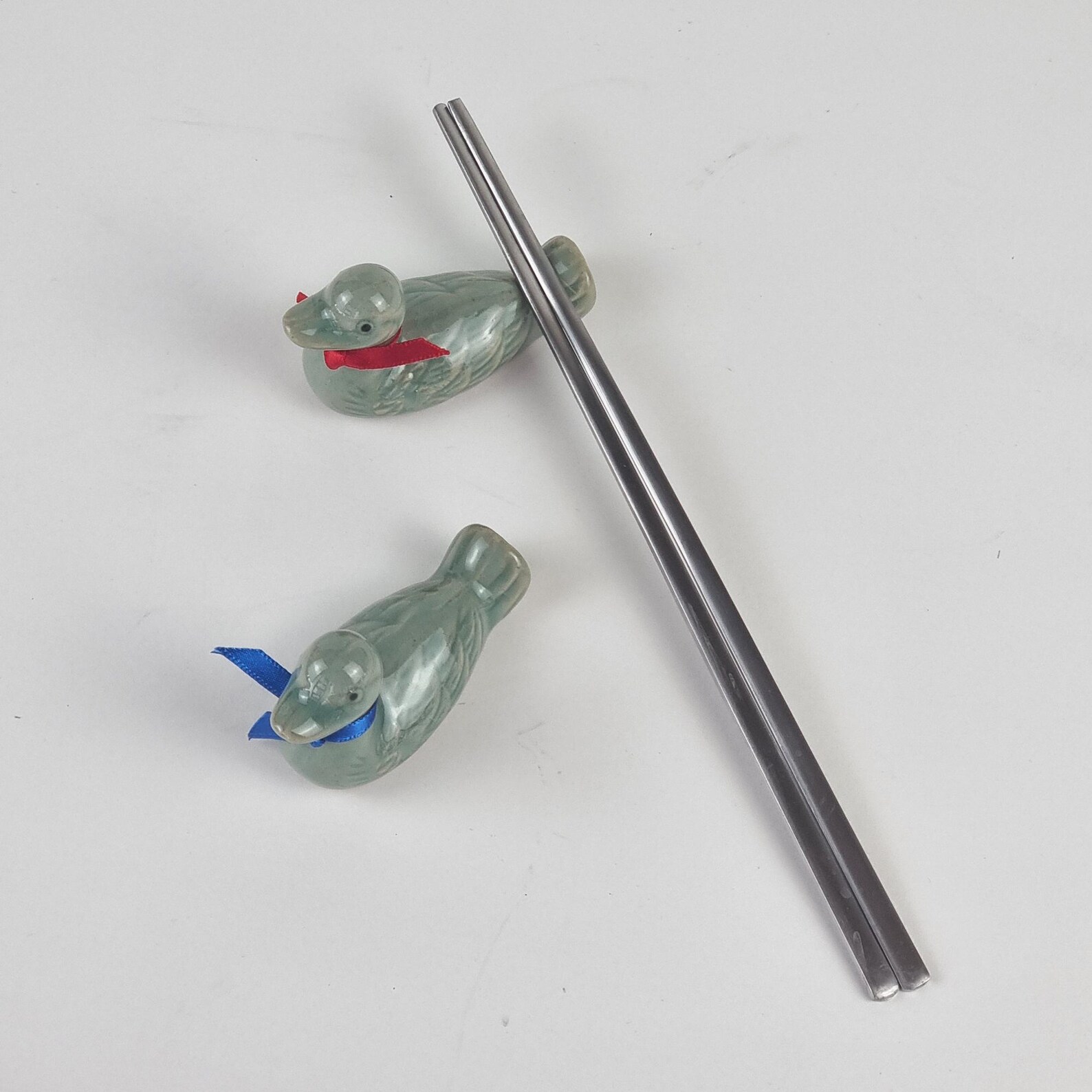 Celadon Mandarin Duck Korean Spoon & Chopstick Rest Set of 2, Wonang ...