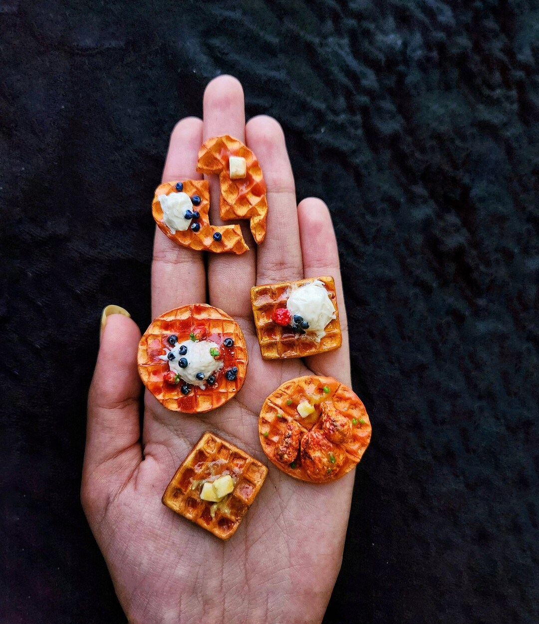 Mini Waffle Keychains| Jacket Backpack Pins| Earrings | Realistic ...