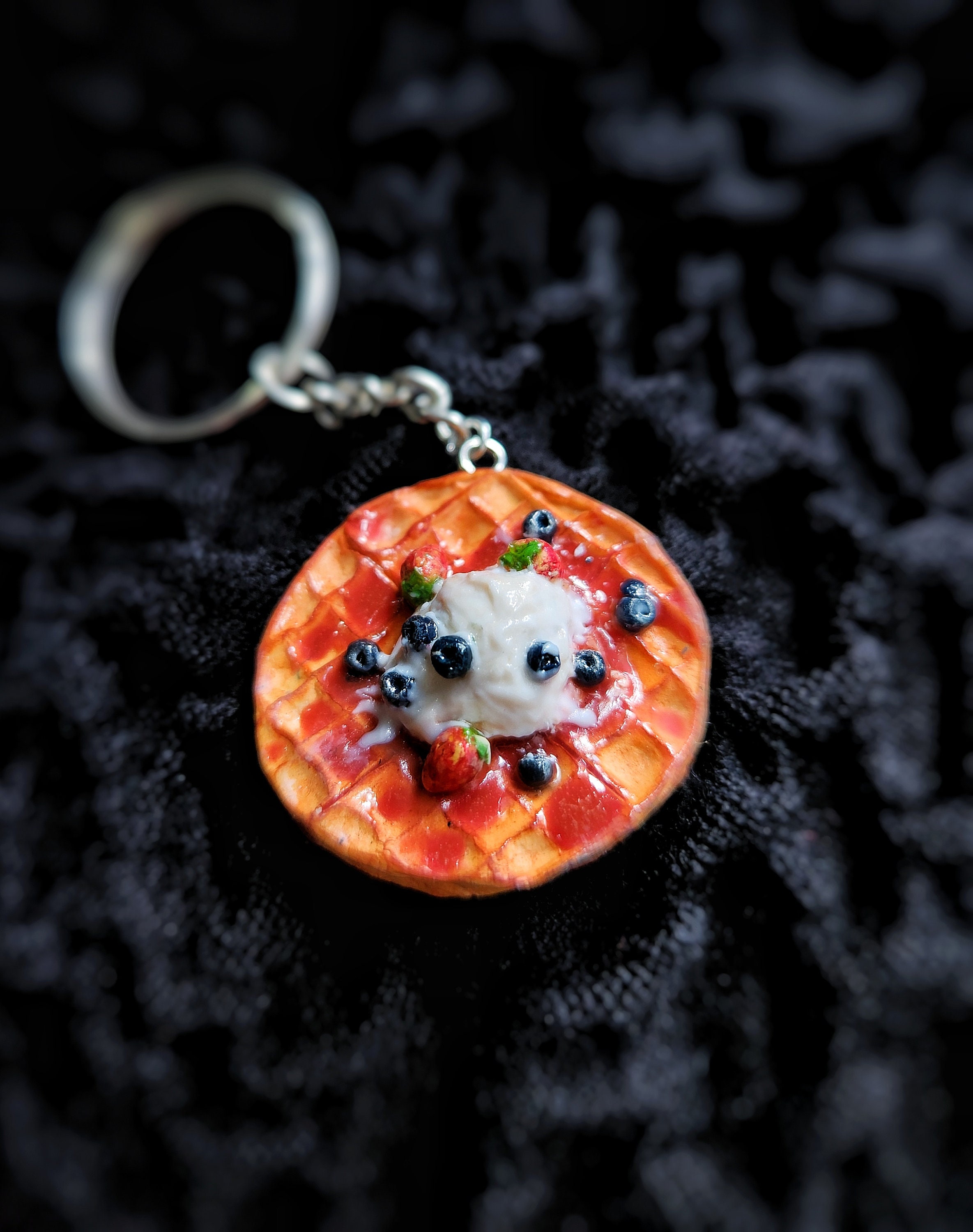Mini Waffle Keychains Jacket Backpack Pins Earrings Realistic Polymer ...