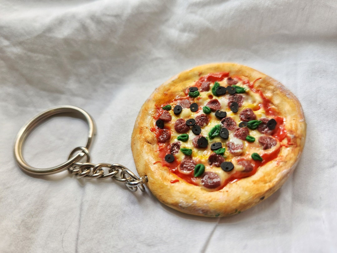 Mini Pizza Keychains Miniature Realistic Food Clay Charms - Etsy