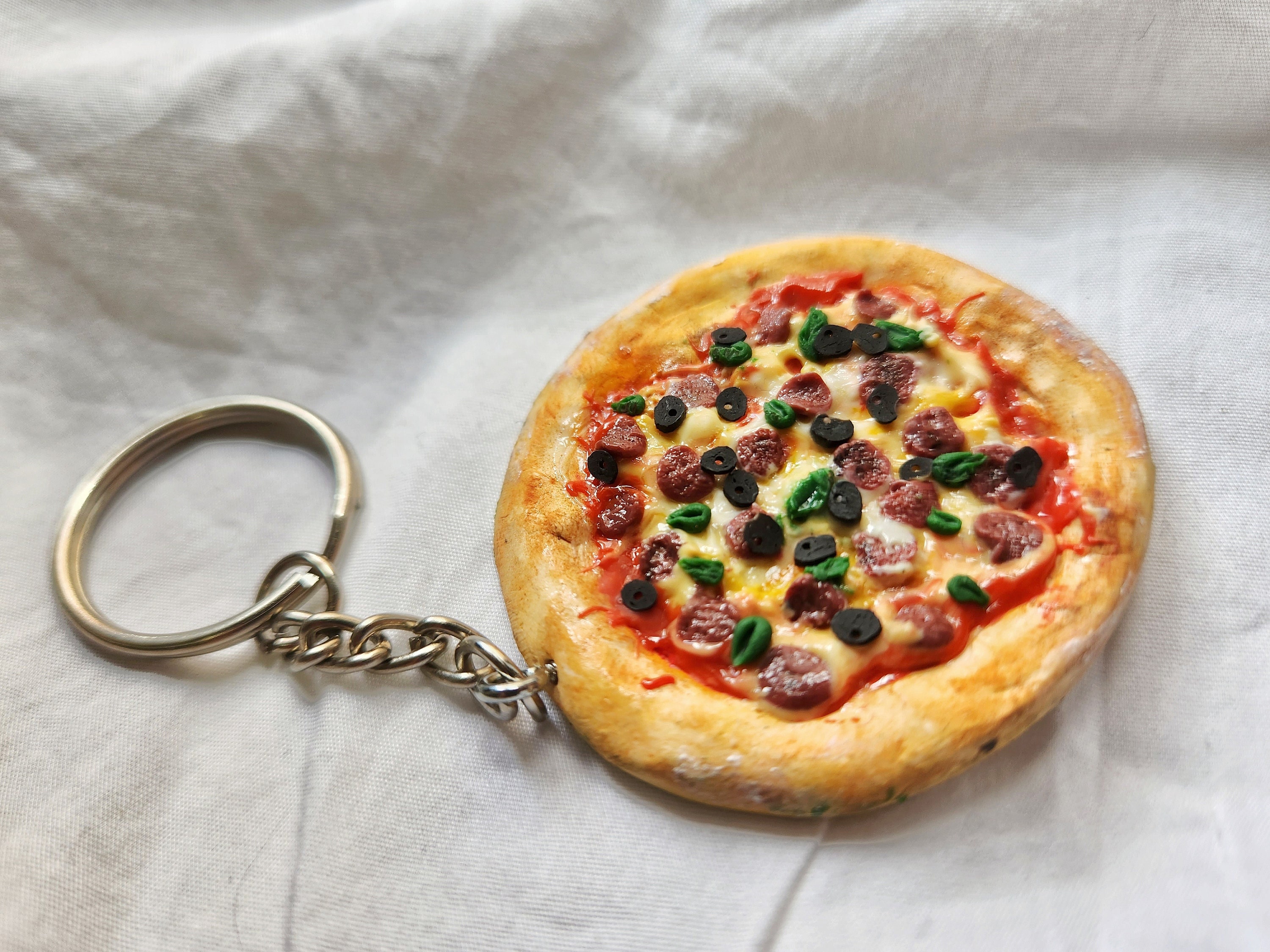 Mini Pizza Keychains Miniature Realistic Food Clay Charms - Etsy