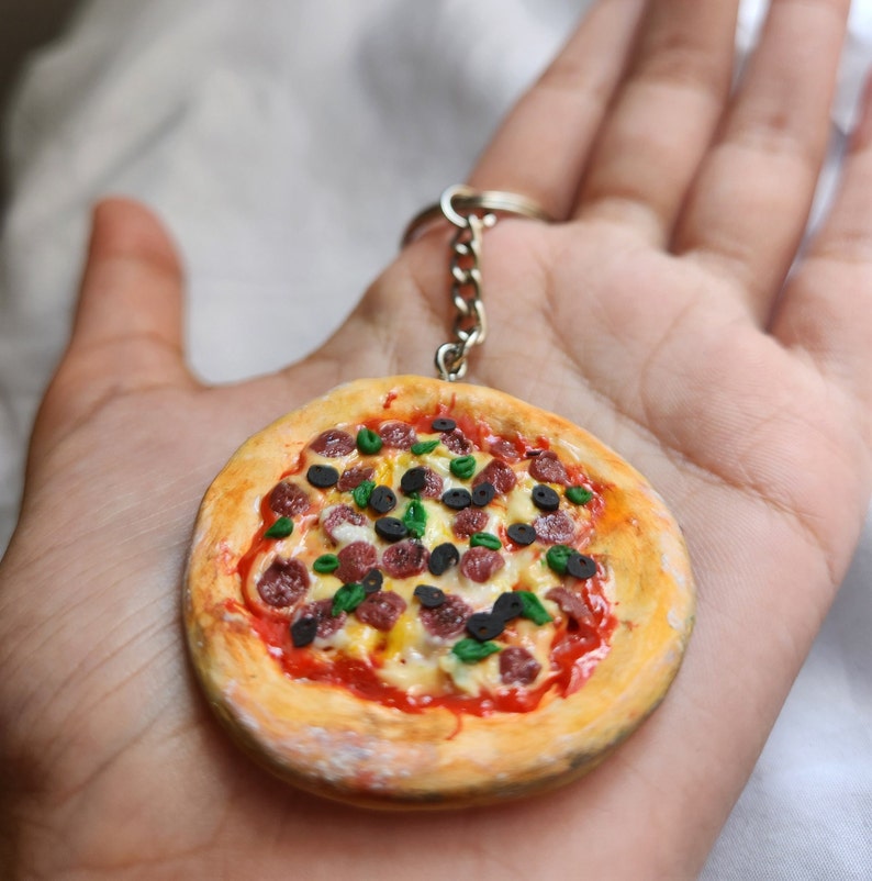 Mini Pizza Keychains Miniature Realistic Food Clay Charms - Etsy