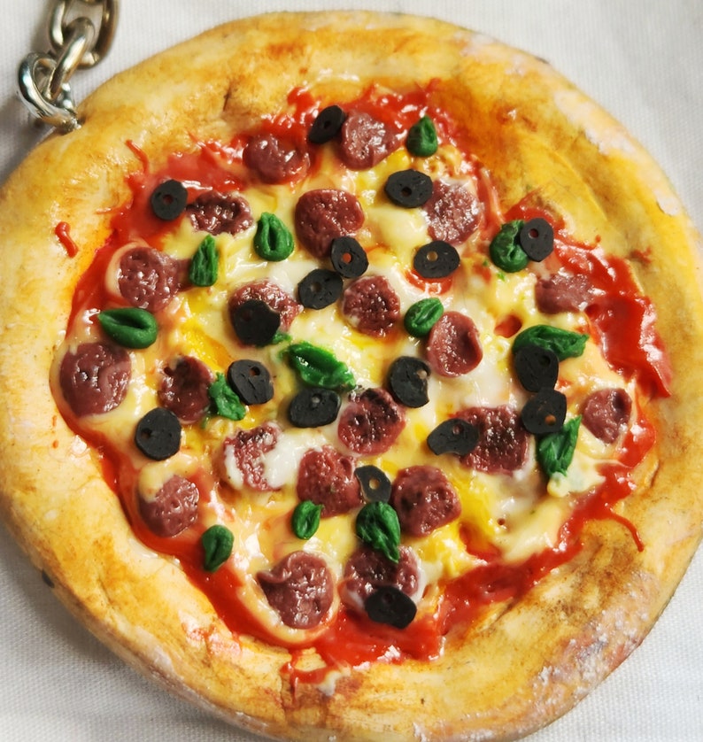 Mini Pizza Keychains Miniature Realistic Food Clay Charms - Etsy
