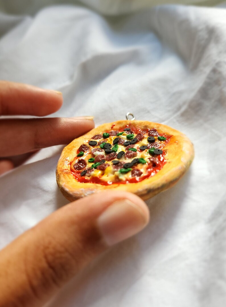 Mini Pizza Keychains Miniature Realistic Food Clay Charms - Etsy