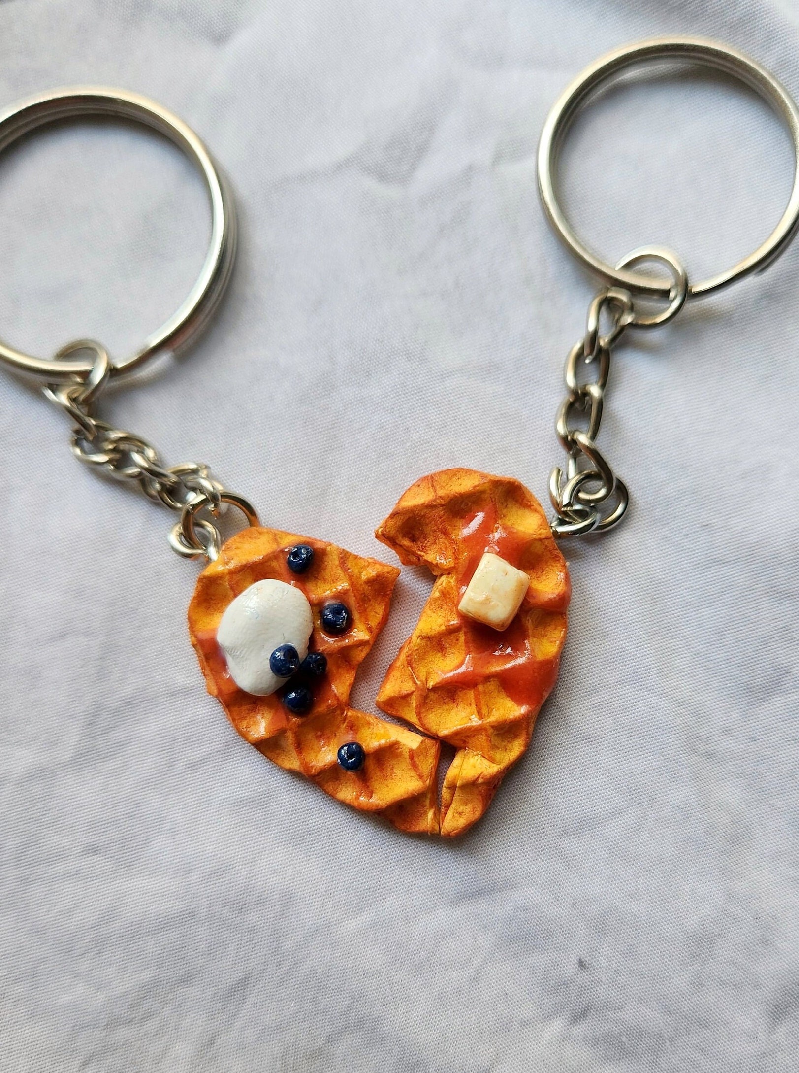 Mini Waffle Keychains Jacket Backpack Pins Earrings Realistic Polymer ...