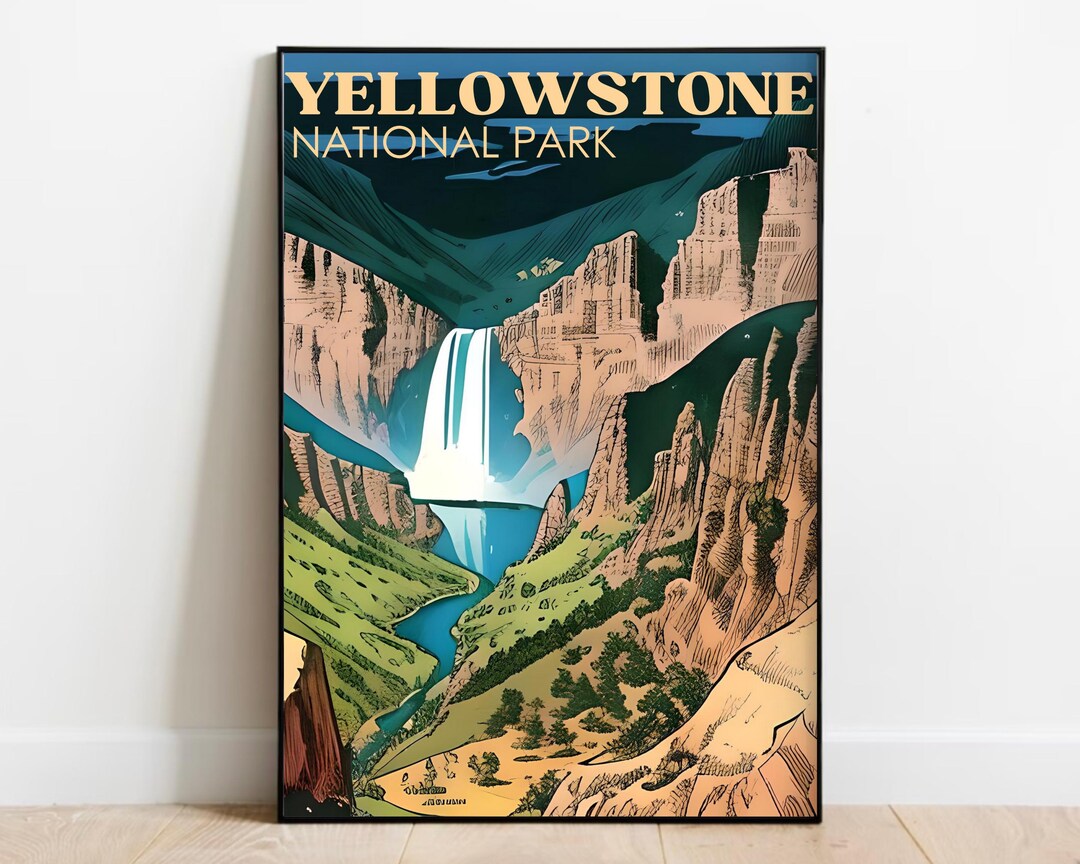 Yellowstone Poster, Yellowstone National Park, Yellowstone Print ...