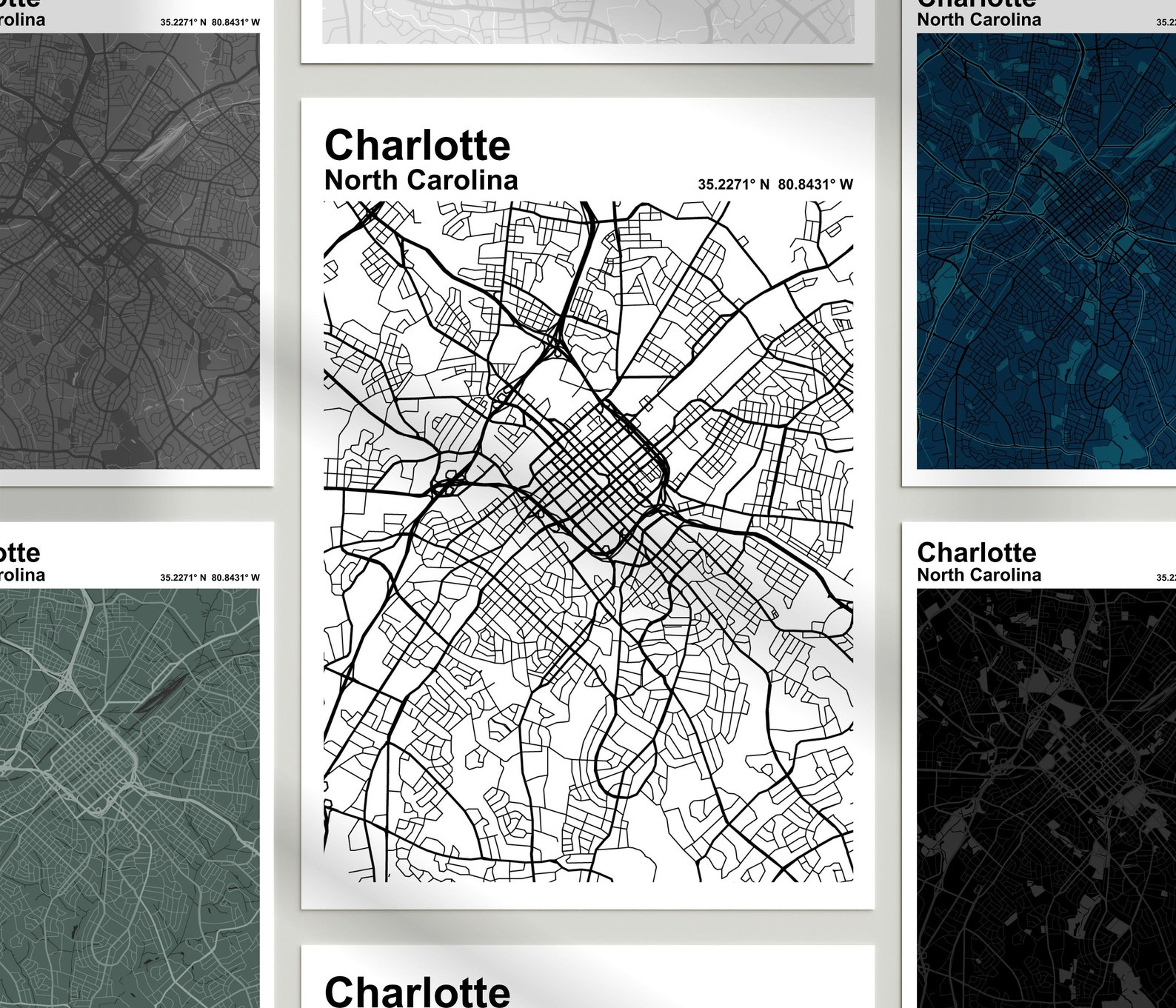 Charlotte NC Map Print, Charlotte North Carolina Map, Charlotte Map ...