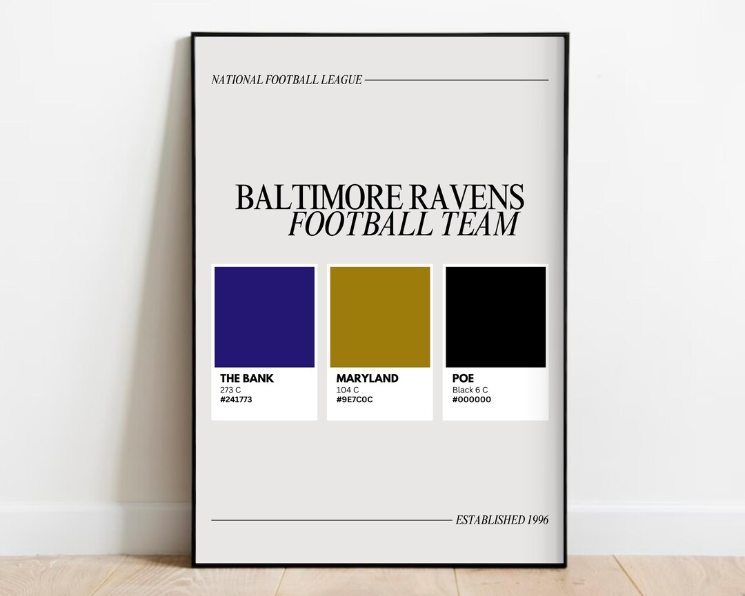 Baltimore Ravens Colors Print, Baltimore Ravens Poster, NFL Print ...