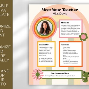 Miss Carlton Meet Your Teacher Template, Boho Rainbow Design, Printable ...