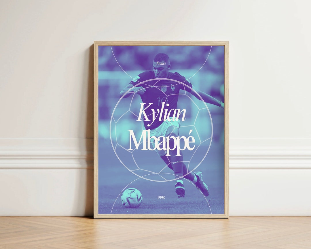 Buy Kylian Mbappe Print, Kylian Mbappe Poster, Soccer Player Wall Art ...