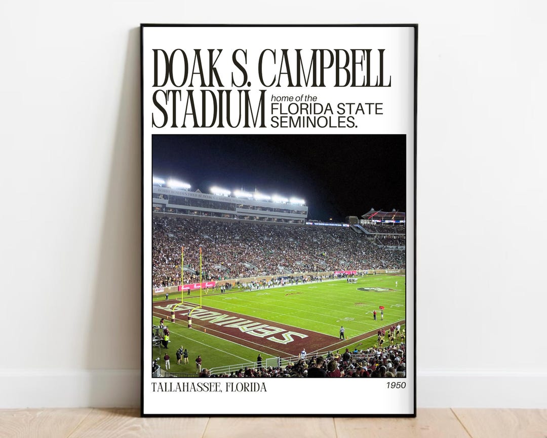 Florida State University Stadium Print, Seminoles Poster, FSU Stadium ...