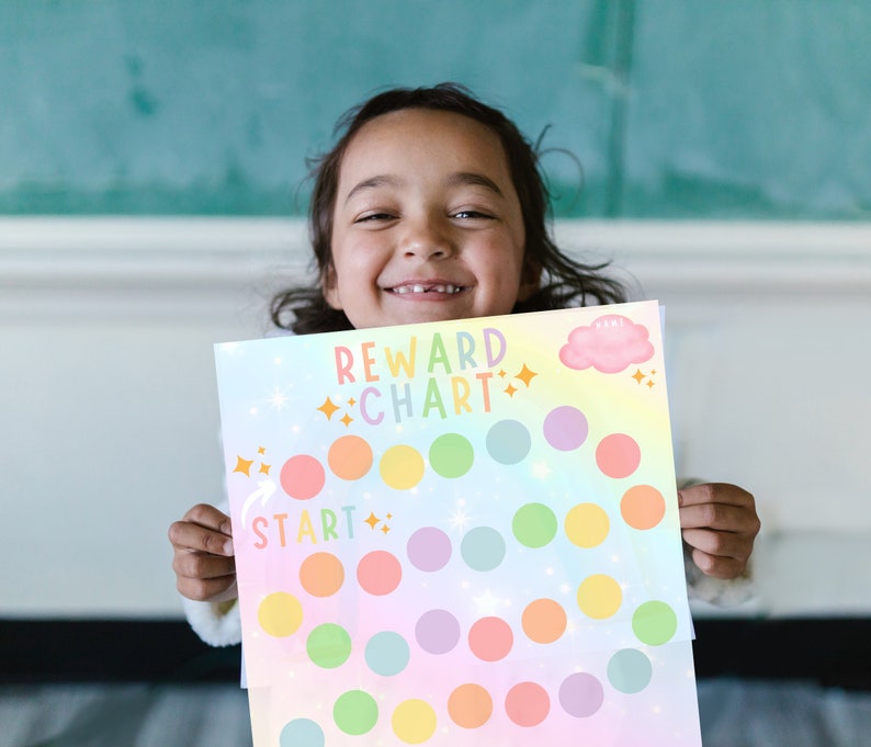 Rainbow Reward Chart, Kids Reward Chart Printable, Sticker Chart, Potty ...