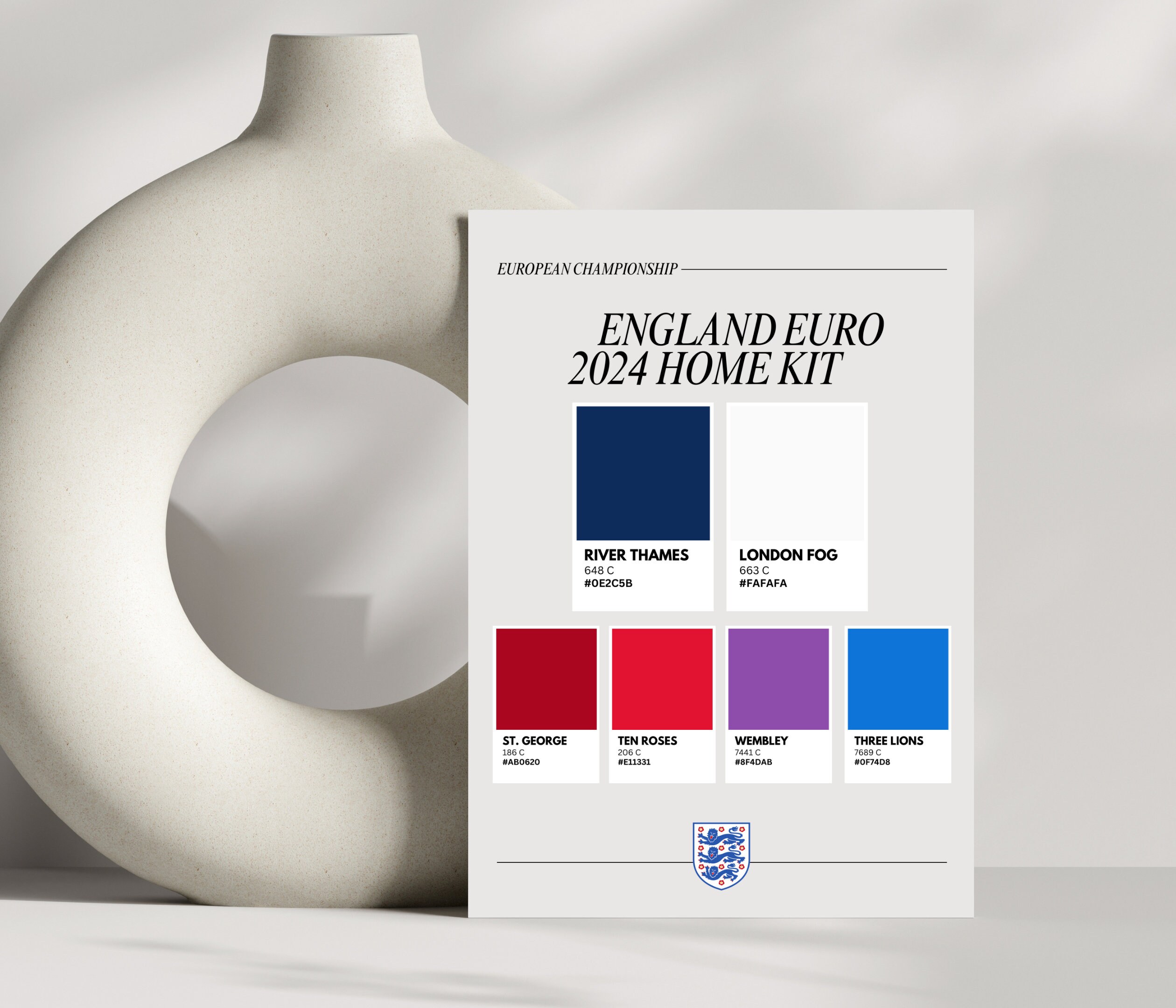 EURO 2024 England Home Jersey Color Swatches Poster, England Soccer ...