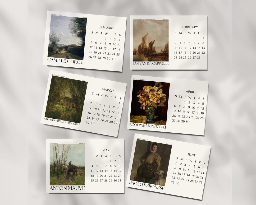 Fine Art 2025 Desk Calendar, Famous Art 2025 Desk Calendar, Calendar ...