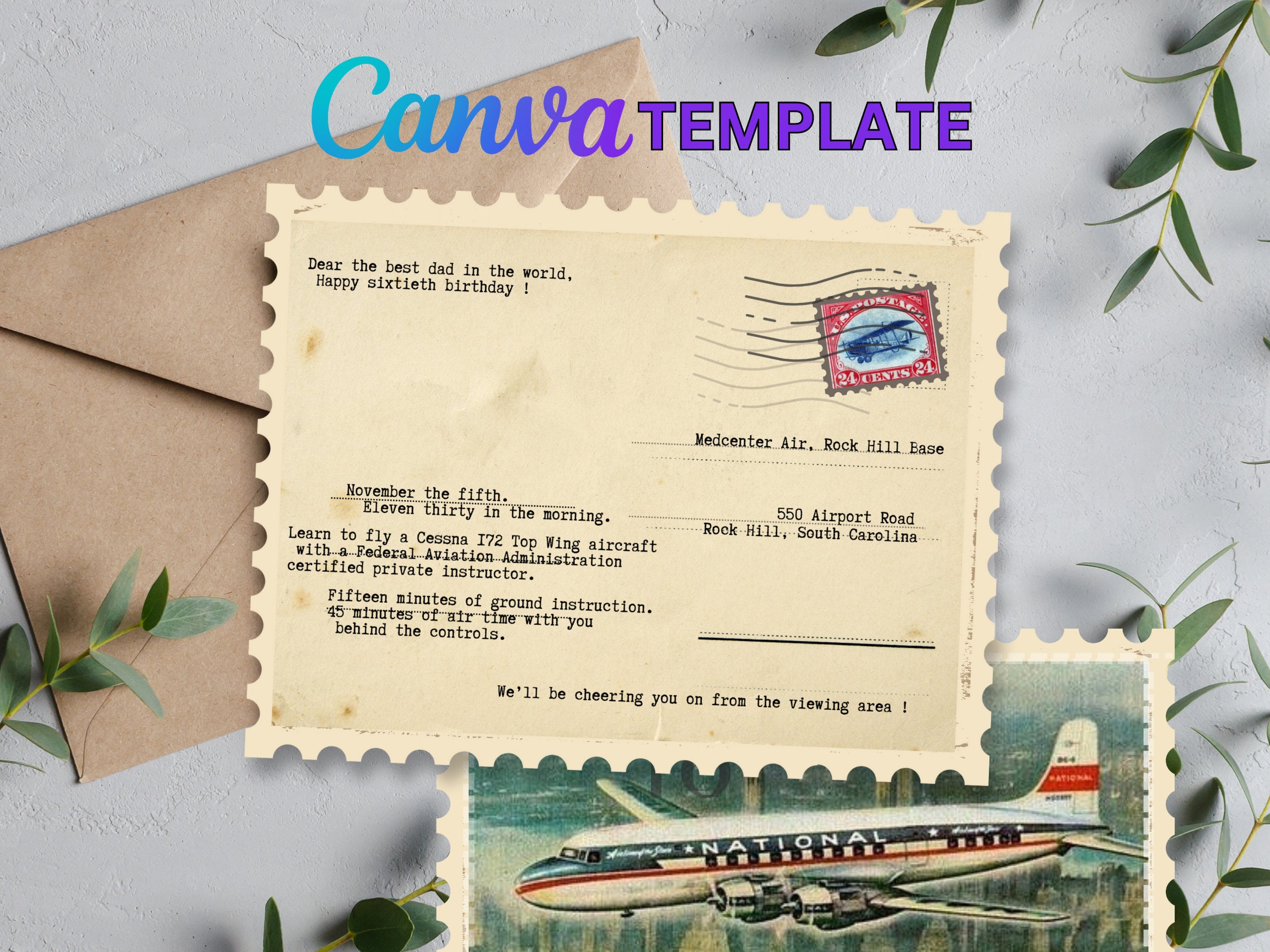 Vintage Postcard Canva Template, Postcard Template, Editable Postcard ...