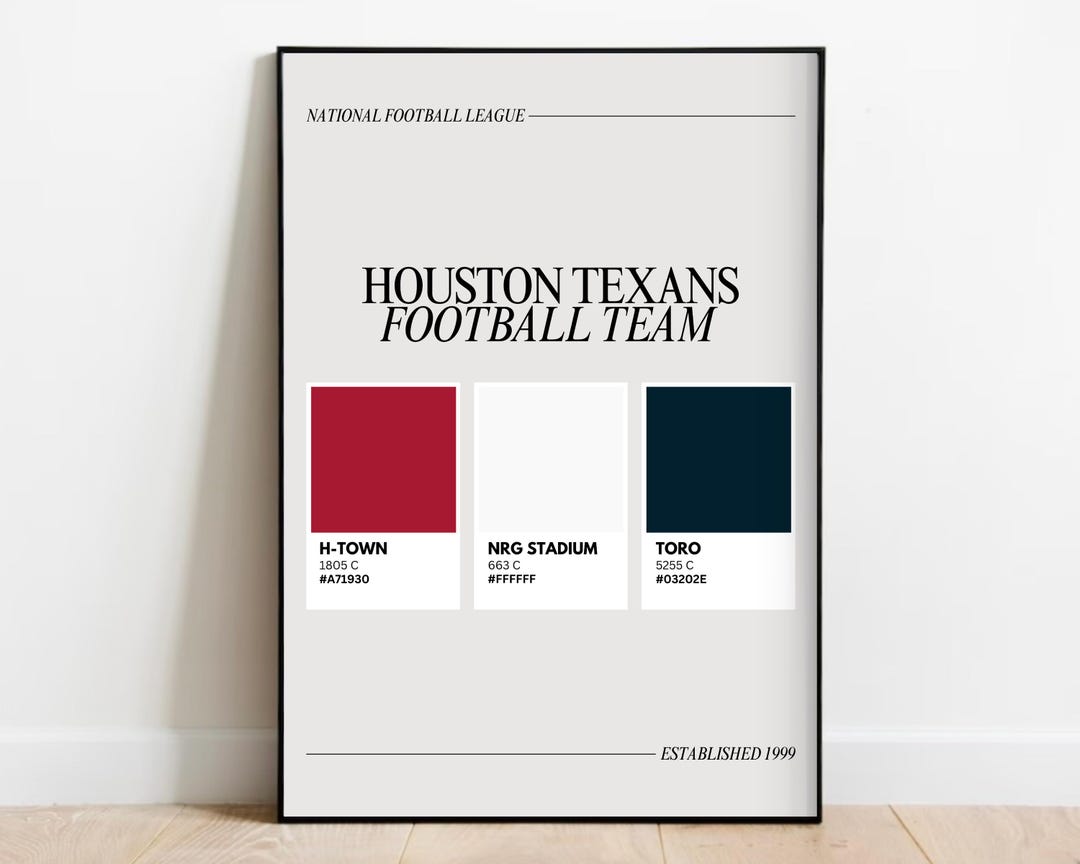 Houston Texans Colors Print, Houston Texans Poster, NFL Print, Pantone ...