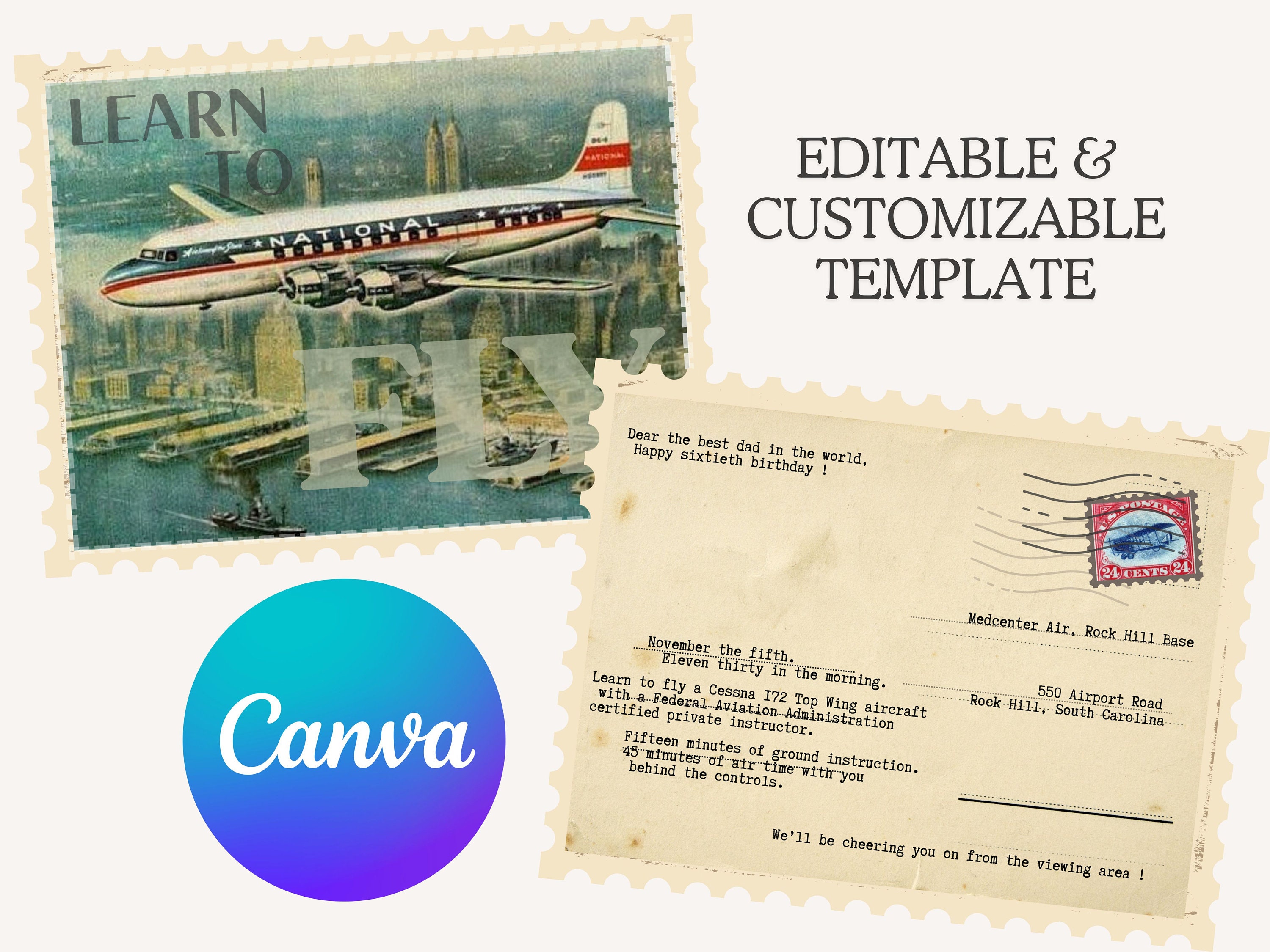 Vintage Postcard Canva Template, Postcard Template, Editable Postcard ...